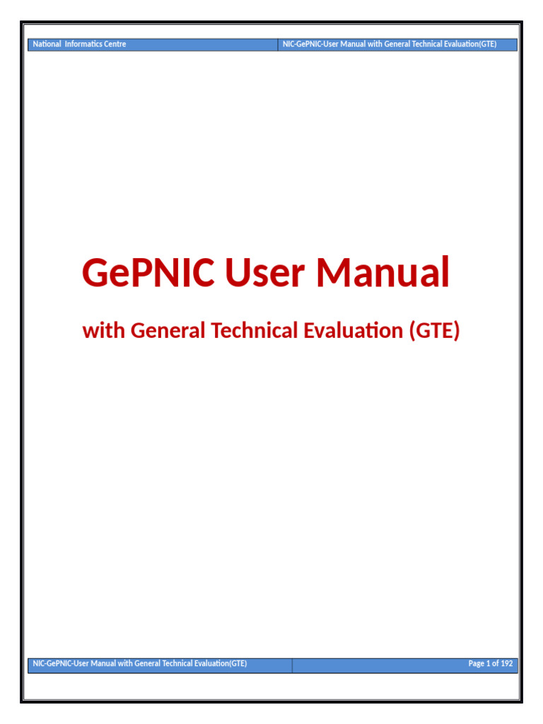 GePNIC User Manual With GTE | PDF