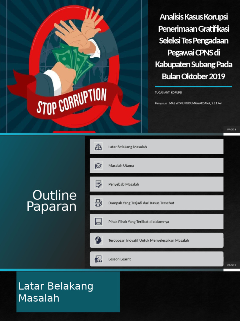 Analisis Kasus Korupsi Penerimaan Gratifikasi Seleksi Tes Pengadaan ... Analisis Kasus Korupsi Penerimaan Gratifikasi Seleksi Tes Pengadaan ...