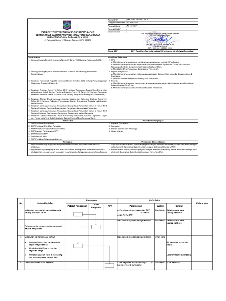 SOP E-Purchasing - Ok | PDF