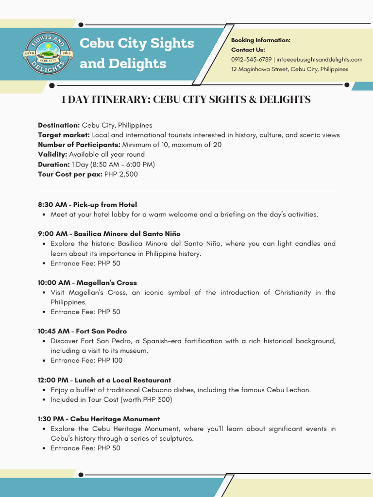 3-Day Itinerary Cebu City Sights & Delights | PDF | Cebu