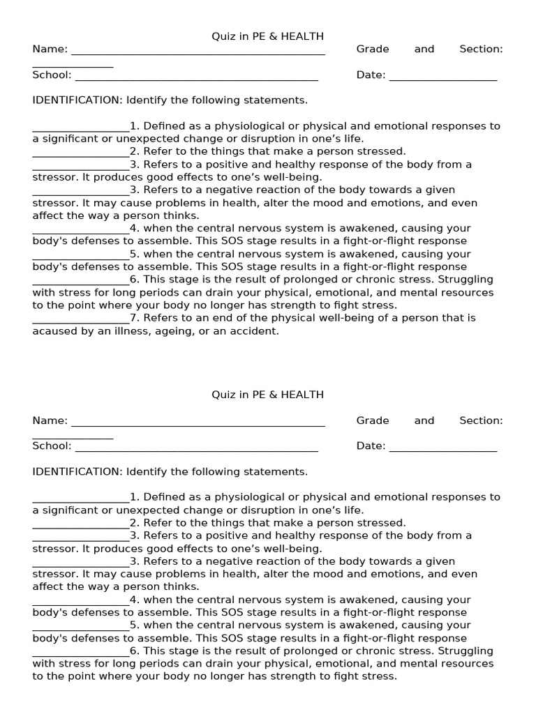 Q3-Pe & Health Quiz | PDF