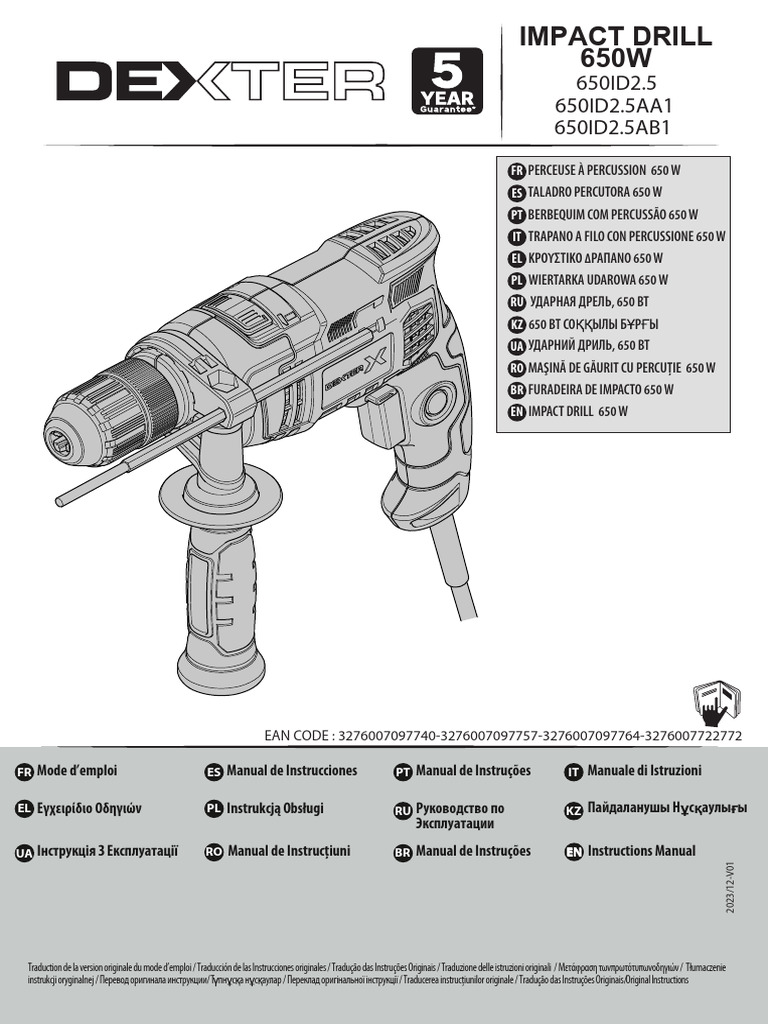 Perceuse À Percussion Filaire DEXTER Dp5 650id2.5, 650 W | PDF
