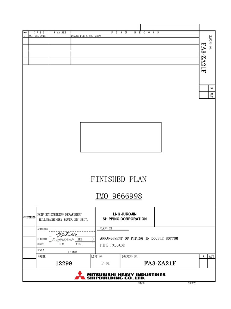 F-01 Arrangement of Piping in Double Bottom Pipe Passage | PDF