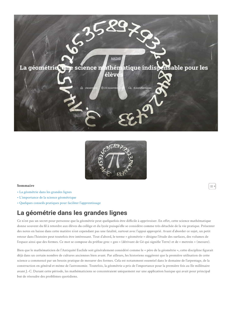 La Géométrie - Une Science Mathématiquevg Indispensable | PDF