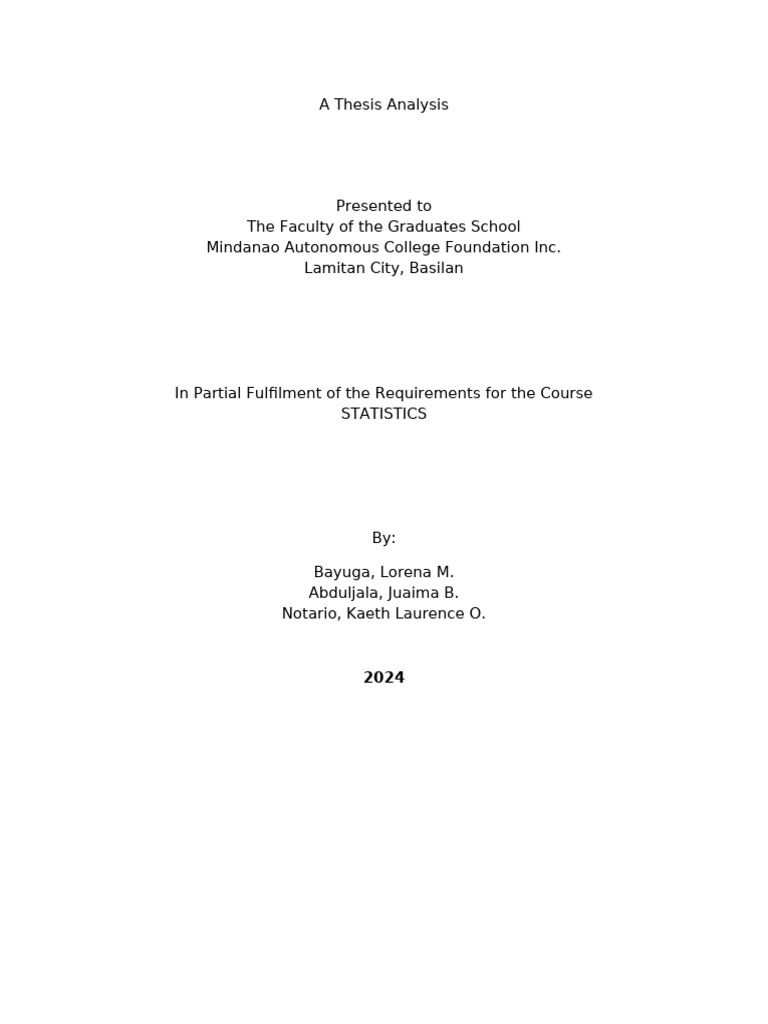 A Thesis Analysis | PDF