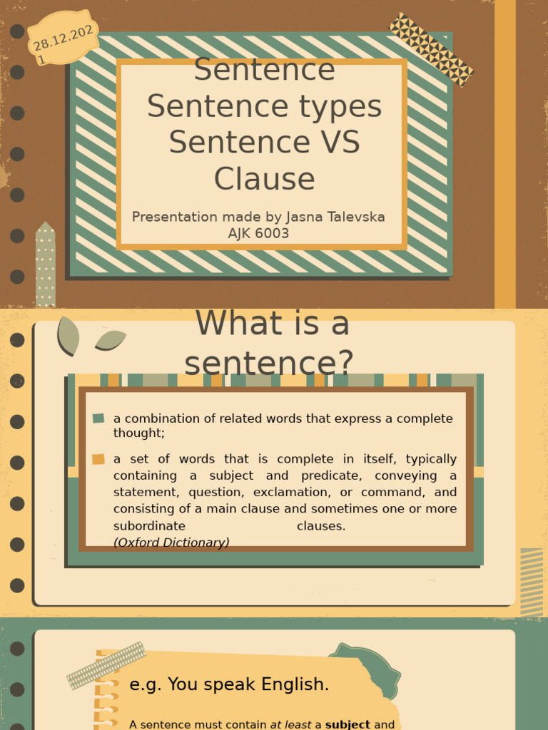 PPP MEL5 Sentences and Clauses Jasna Talevska AJK 6003 | PDF