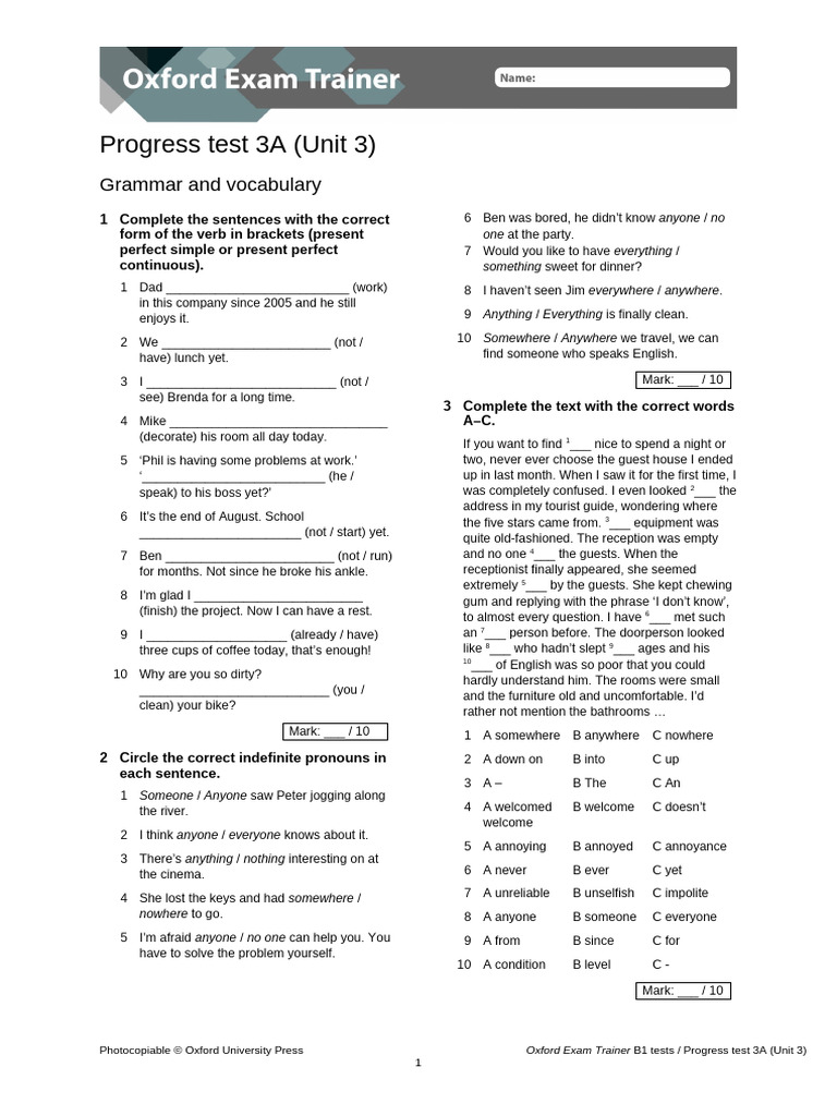 Progress-Test 3 | PDF