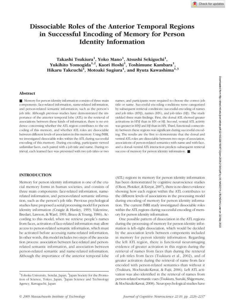 Dissociable Roles of The Anterior Temporal Regions in Successful ...