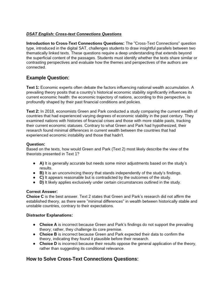 DSAT English - Cross-Text Connections Questions | PDF
