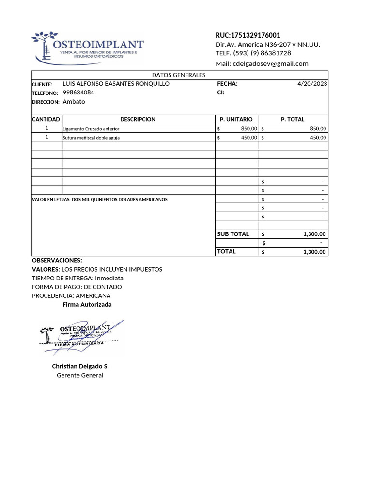Formato Proforma | PDF