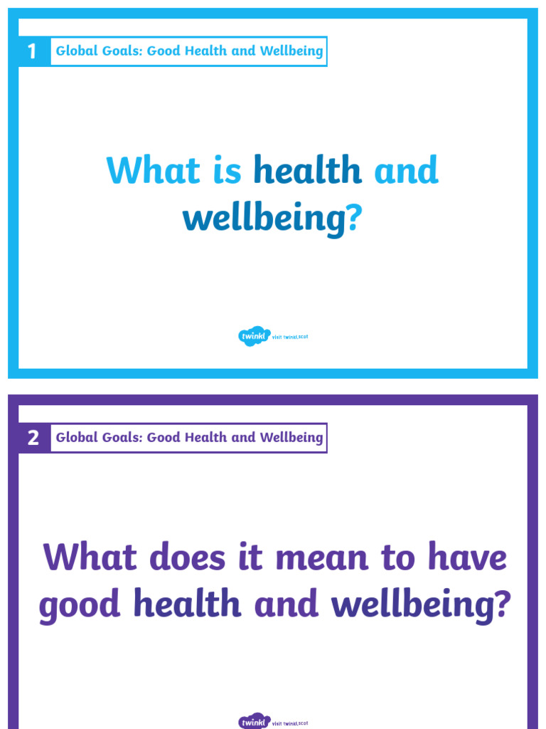 Global Goals Good Health and Wellbeing Blether Stations | PDF