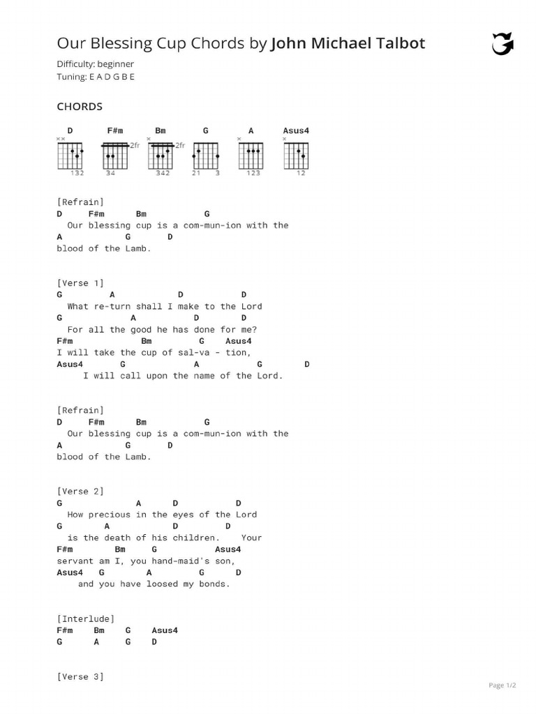 Our Blessing Cup Chords | PDF