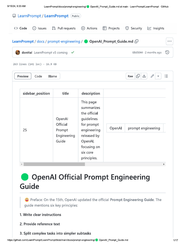 OpenAI Official Prompt Engineering Guide | PDF
