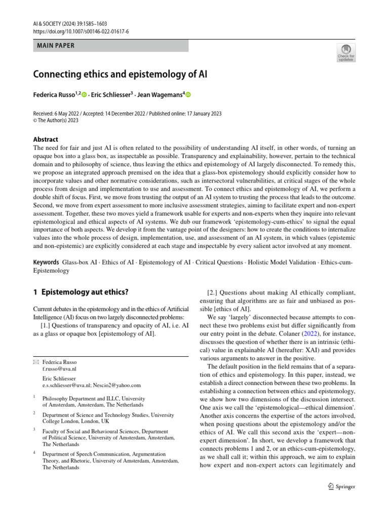 Ethics and Epistemology in AI | PDF | Artificial Intelligence ...