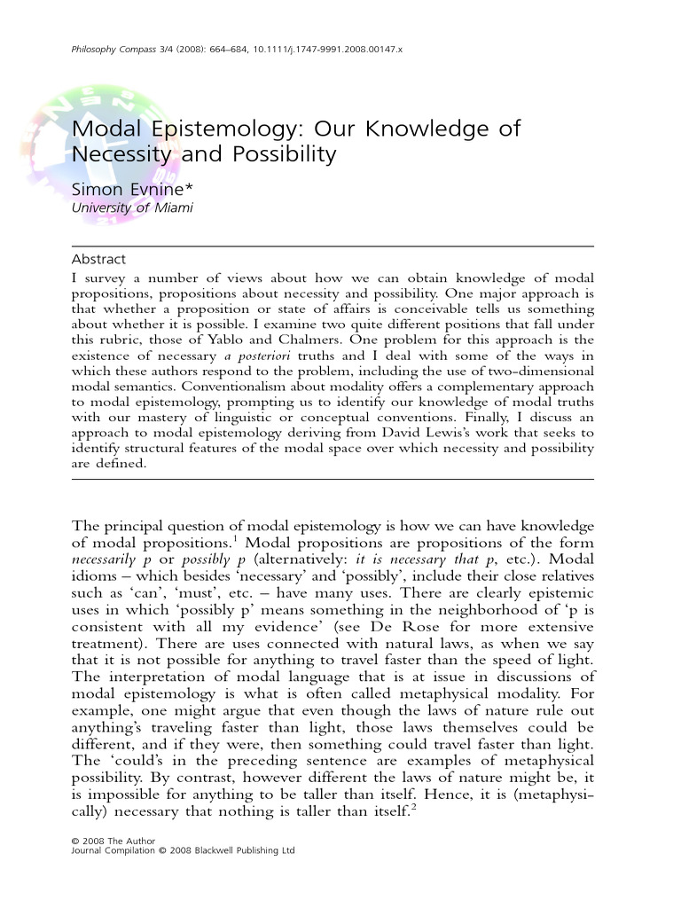 Simon2008 - Modal Epistemology | PDF