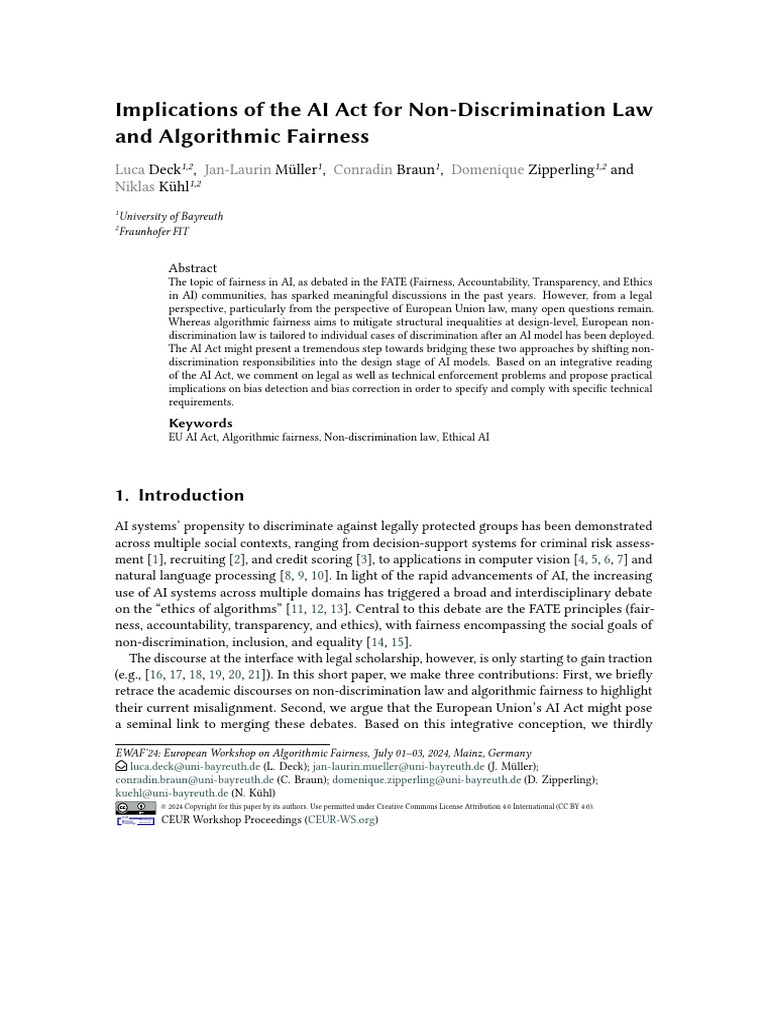 Implications of The AI Act For Non-Discrimination Law and Algorithmic ...
