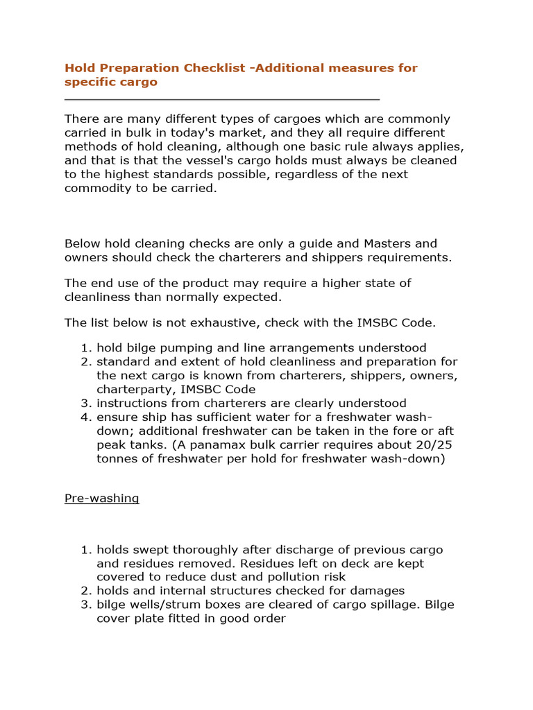 Hold Preparation Checklist | PDF