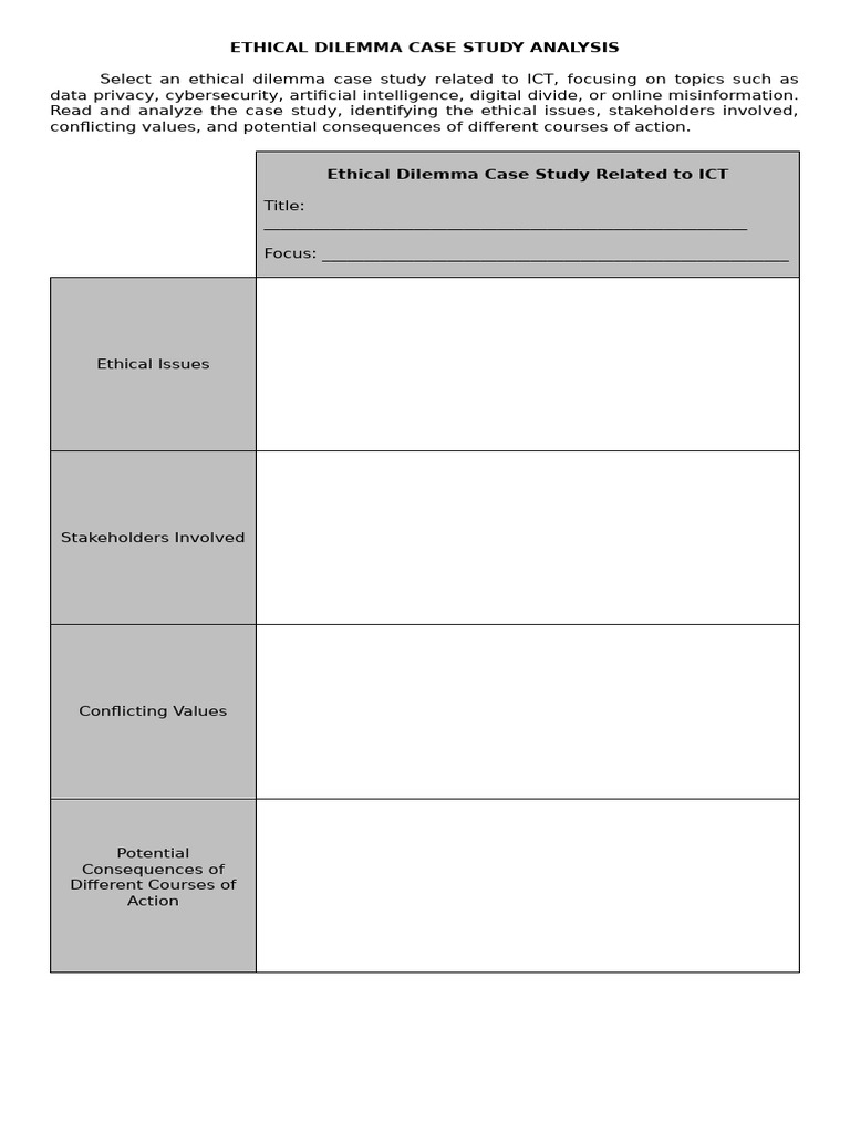 Ethical Dillema Case Study Analysis | PDF