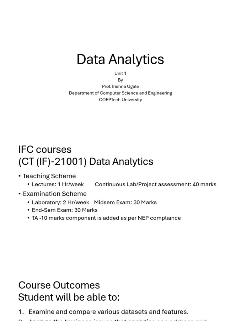 Unit 1 - Data Analytics | PDF