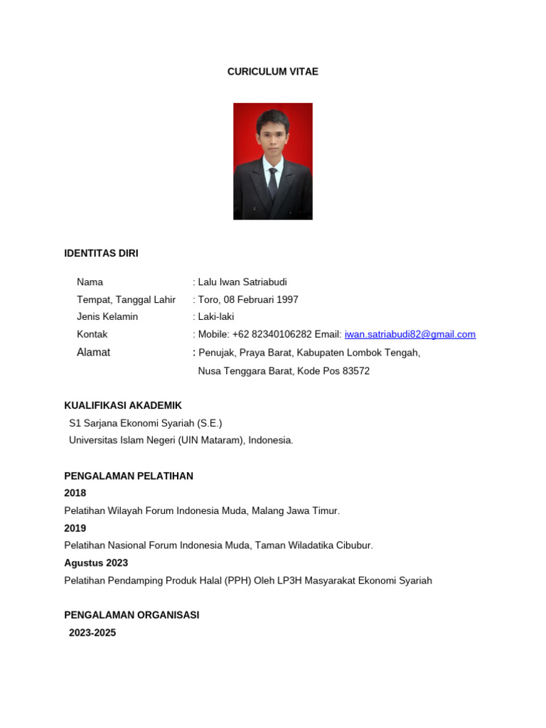 CV LALU IWAN SATRIABUDI 19 Aug | PDF