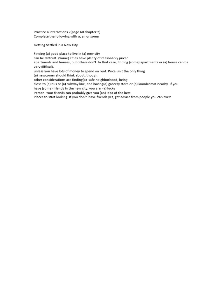 Interaction 2, Practice 4 | PDF