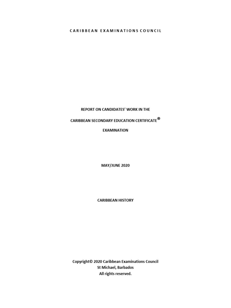 May June Caribbean History Subject Report | PDF