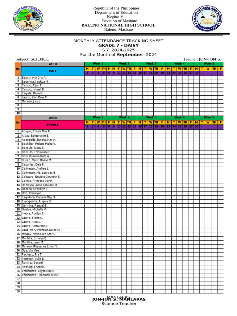 Doc1 - Attendance Sheet | PDF