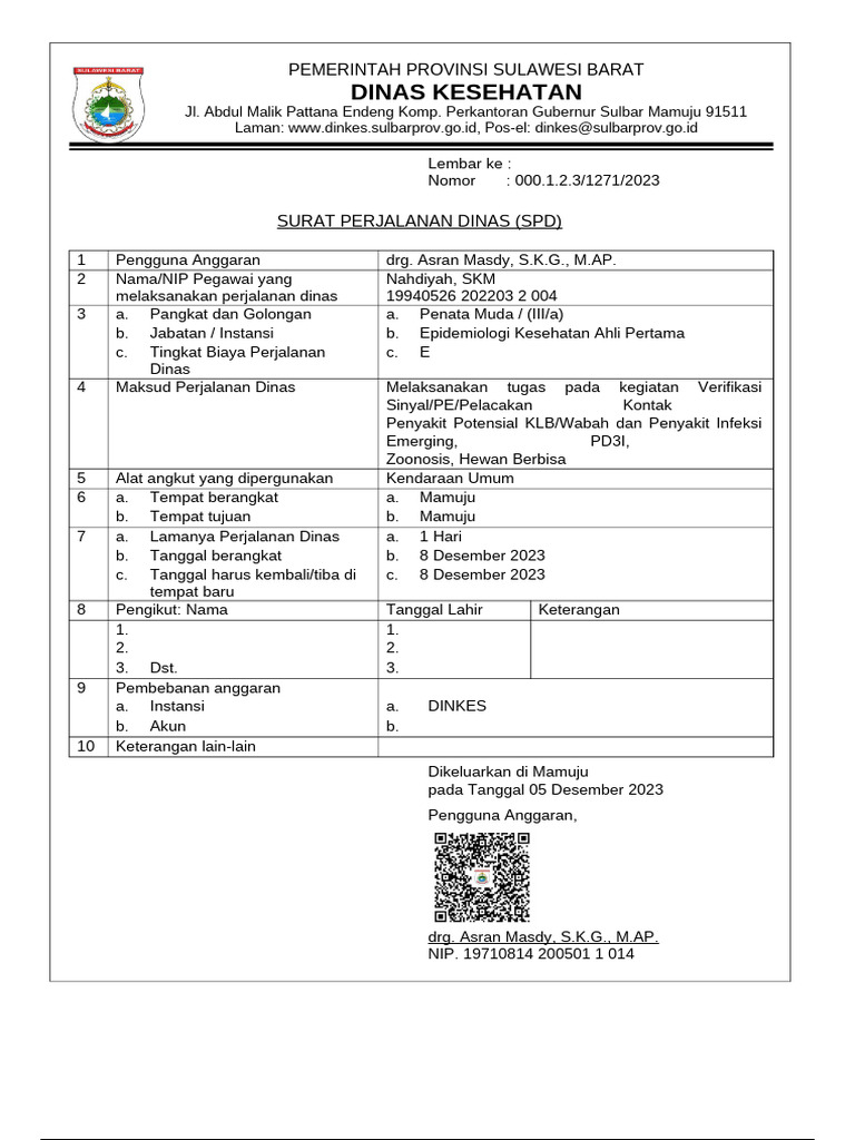 SPPD Verif Mamuju Nahdiyah | PDF