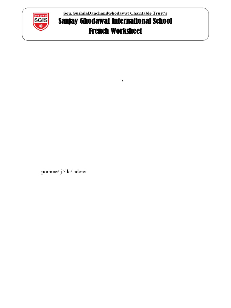 4th French Worksheet | PDF