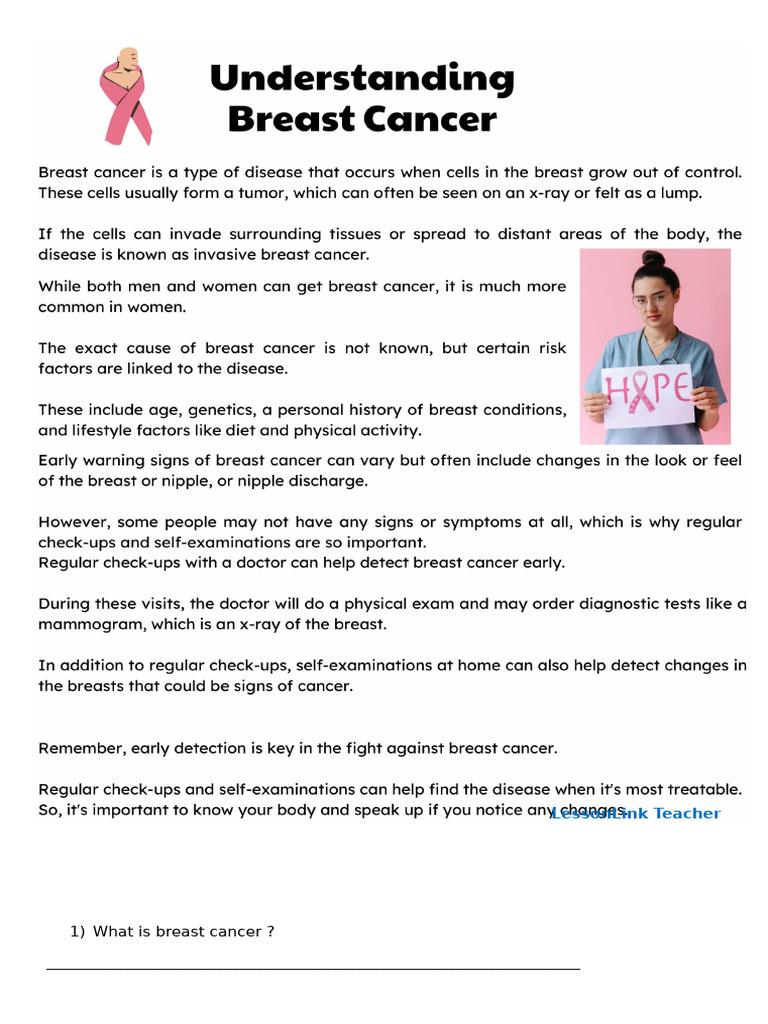 Reading Comprehension - Understanding Breast Cancer | PDF