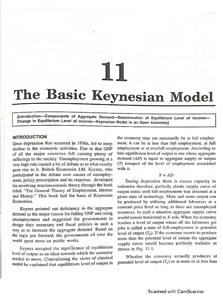 ECM 1002 Unit-I Basic Keynesian Model - 20210306173820 | PDF