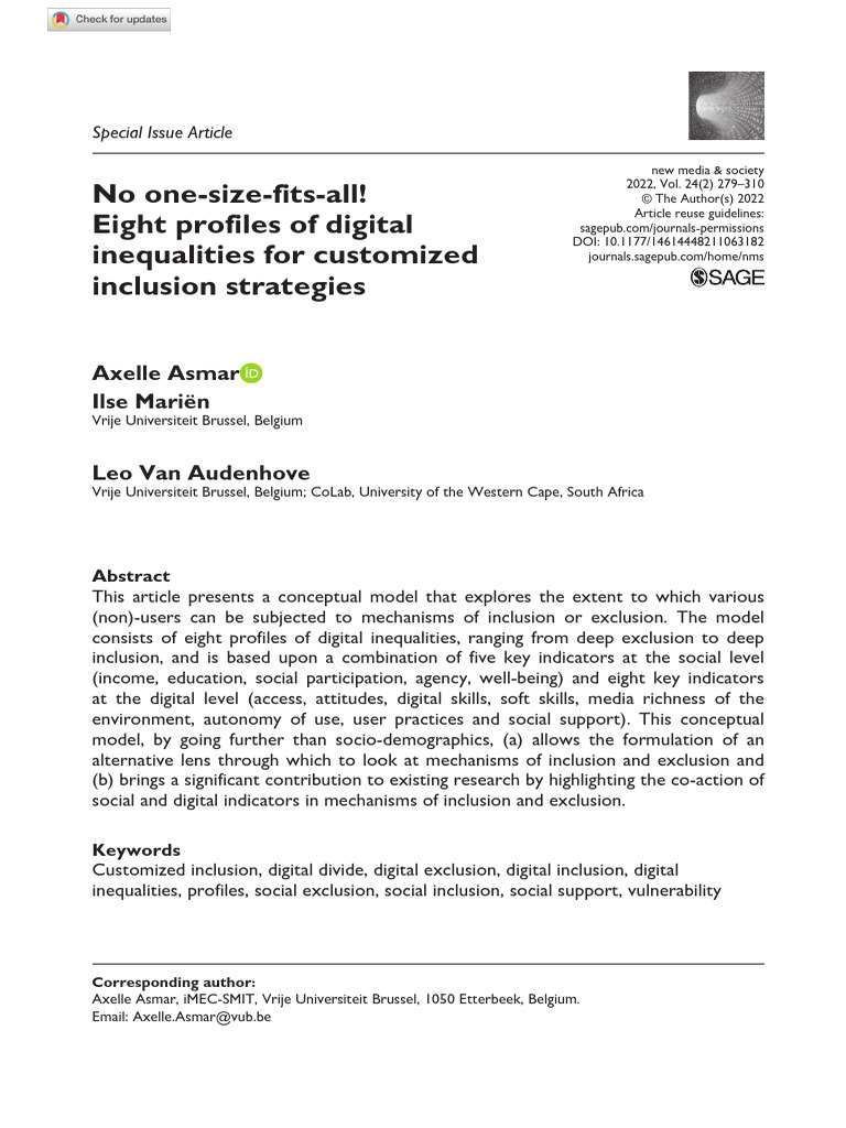 No One-Size-Fits-All! Eight Profiles of Digital Inequalities For Customized Inclusion Strategies ...