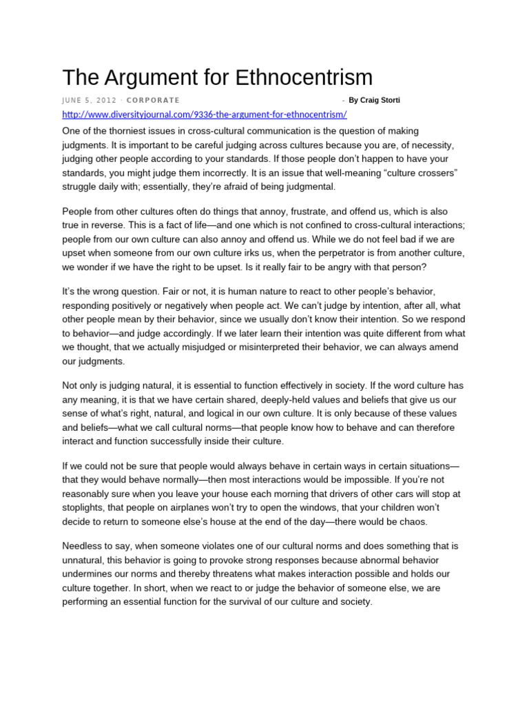 The Argument For Ethnocentrism-2 | PDF
