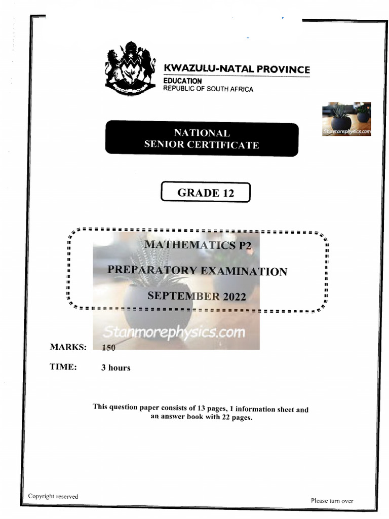 Maths Grade 12 SEPT 2022 P2 and Memo | PDF
