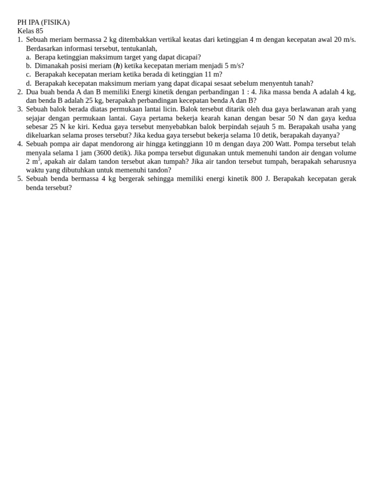 PH1 IPA Fisika 85 | PDF