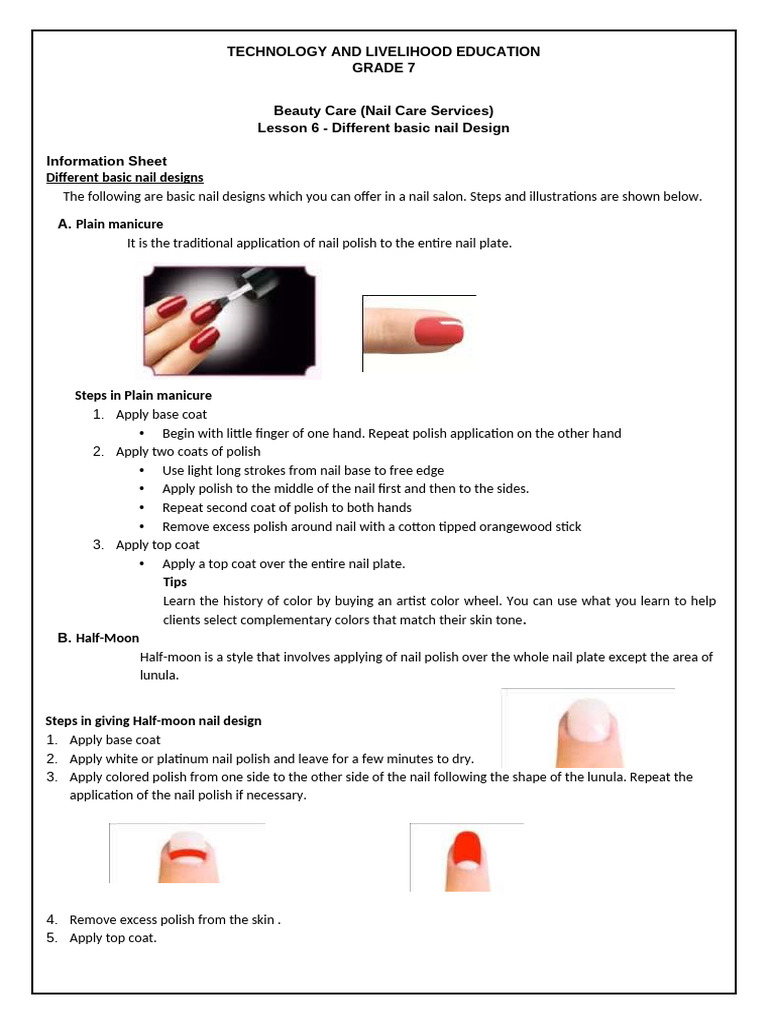 3rd Quarter - LESSON 6 - BASIC NAIL DESIGN | PDF