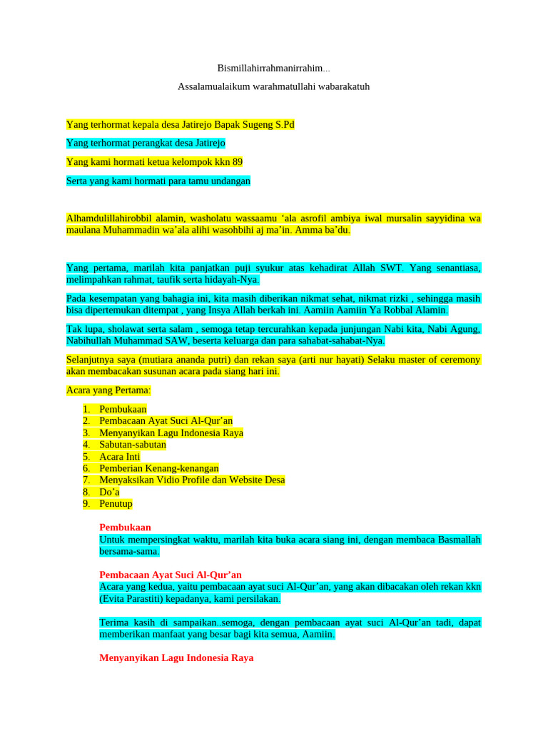 Teks MC Seminar Cybercrime KKN 89 | PDF