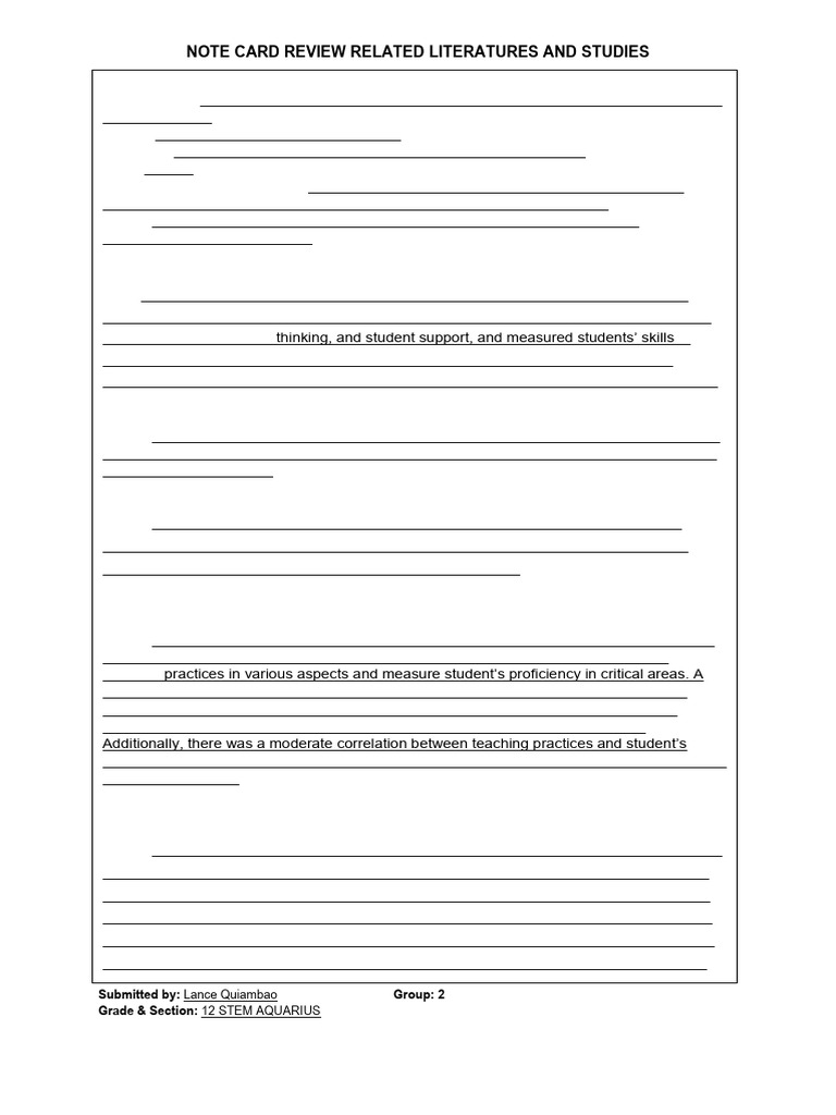 Lance Quiambao Note Card Rrs & RRL | PDF | Mathematics | Learning ...