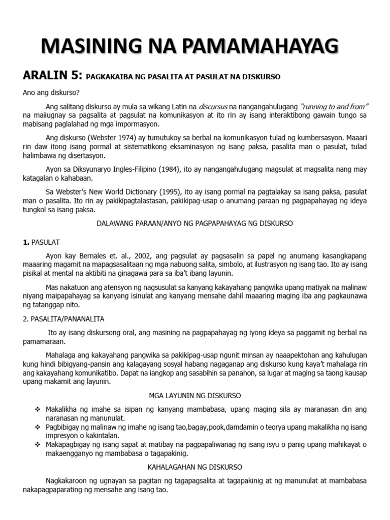 Masining Na Pamamahayag | PDF