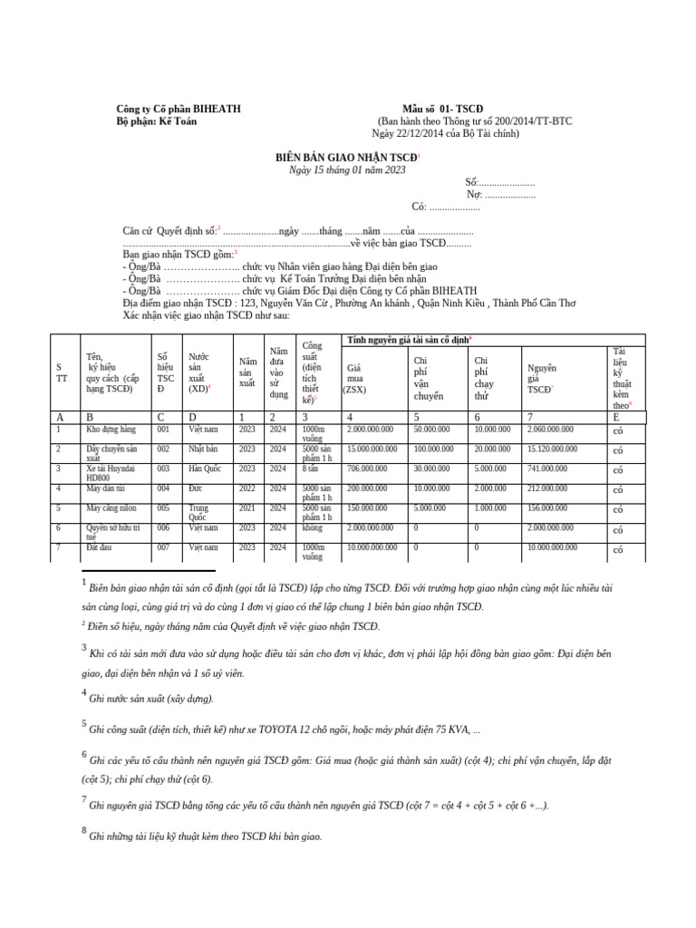 Mẫu số 01.TSCD | PDF