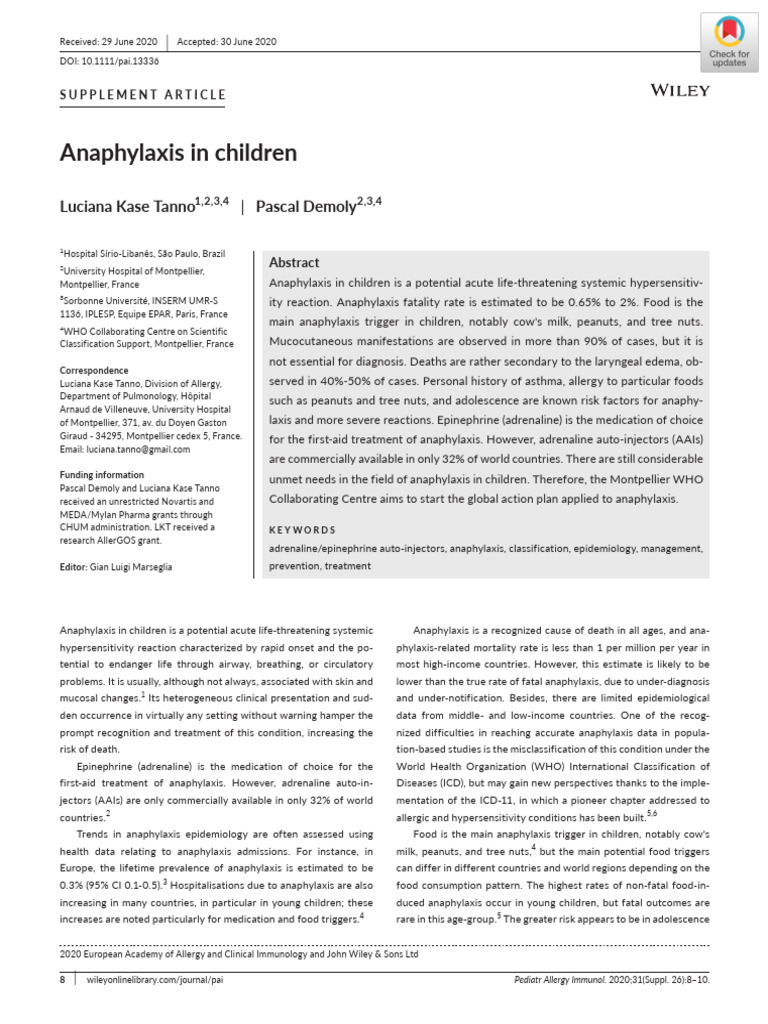 Anaphylaxis in Children | PDF