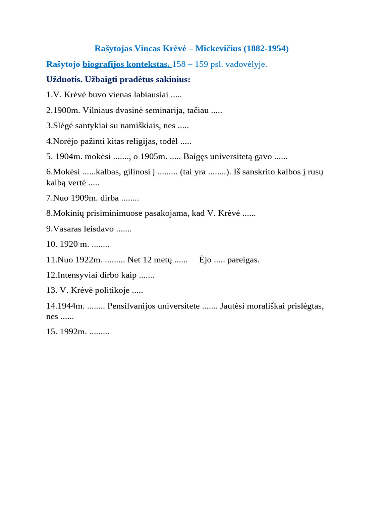 Rasytojas Vincas Kreve | PDF
