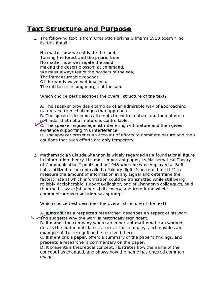 Text Structure & Purpose - Test 11 CN | PDF