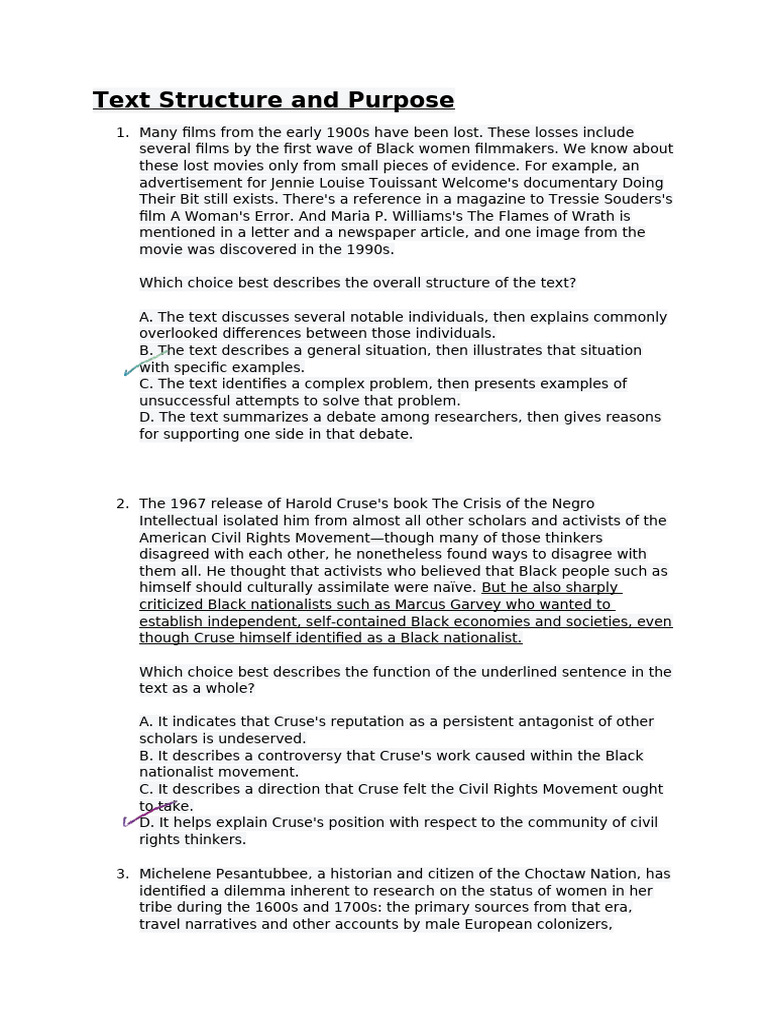 Text Structure and Purpose - Test 12 CN | PDF