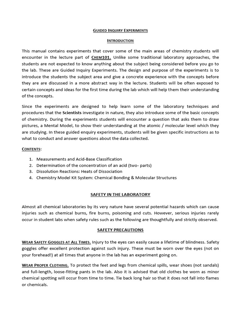 Lab1 - Safety Informations - CHE101L - Spring24 | PDF