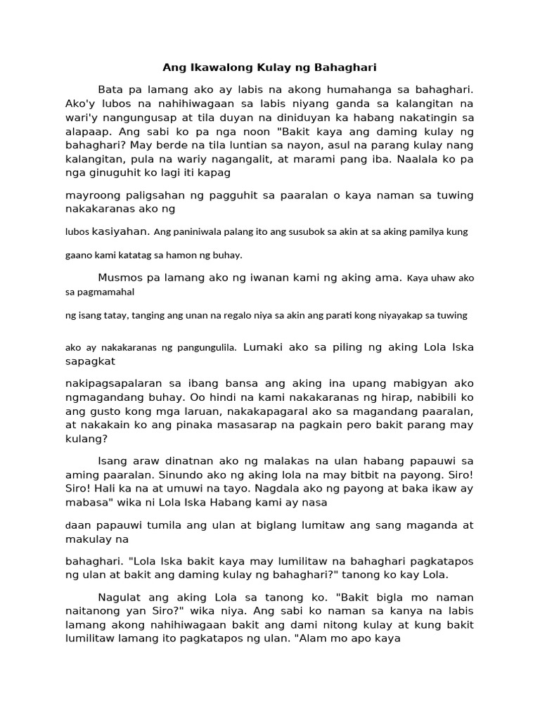 Ikawalong Kulay ng Bahaghari: Pag-asa | PDF | Natural Hazards ...