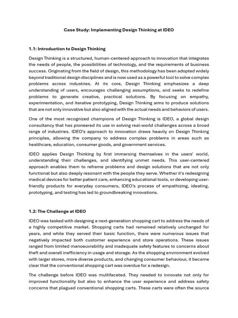 Case Study of Design Thinking | PDF
