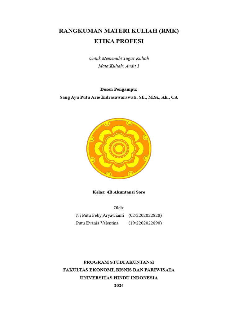 RMK Kelompok 4 Etika Profesi (Audit 1) | PDF | Career & Growth | Business