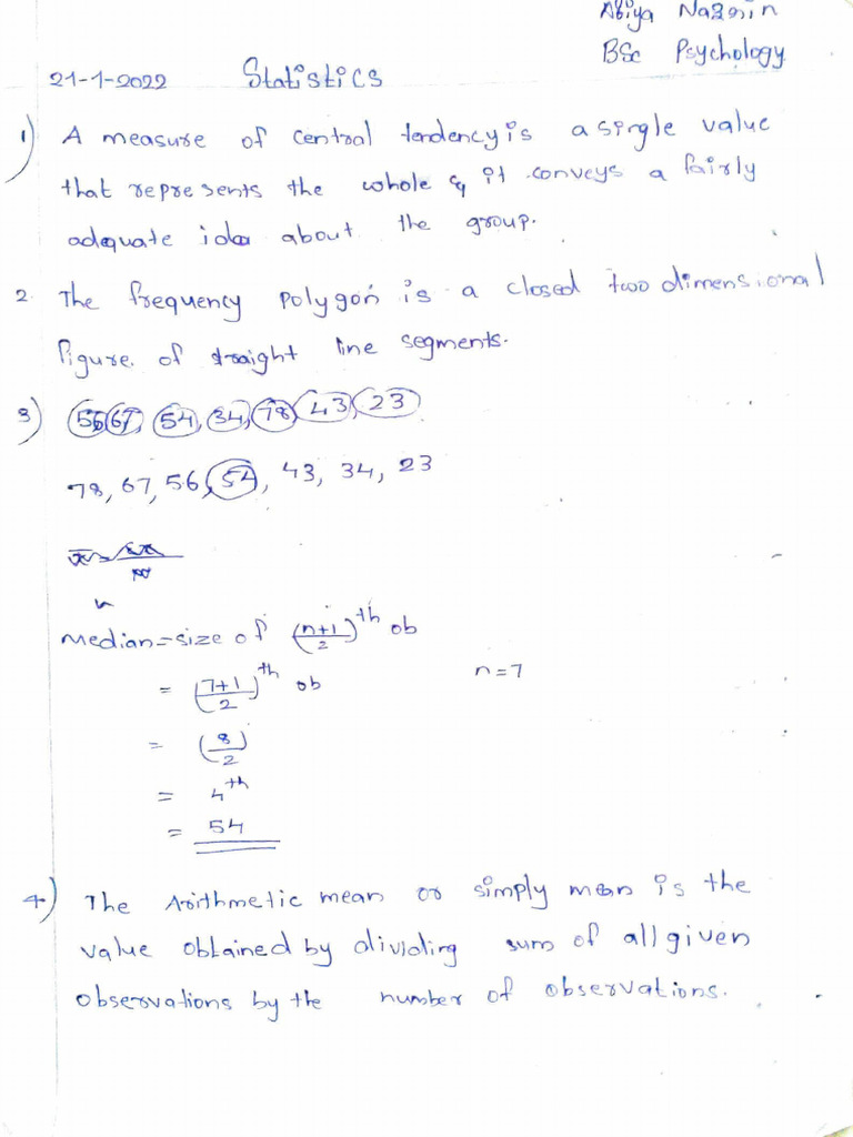 Statistics Second Internal Examination | PDF