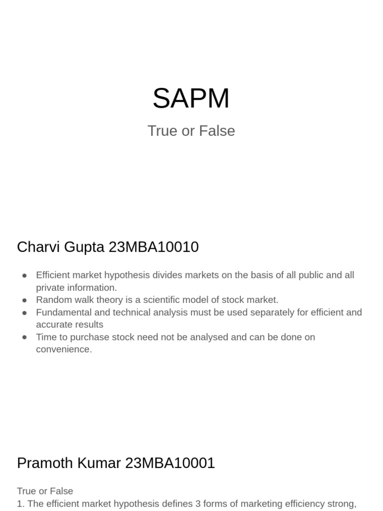 SAPM | PDF